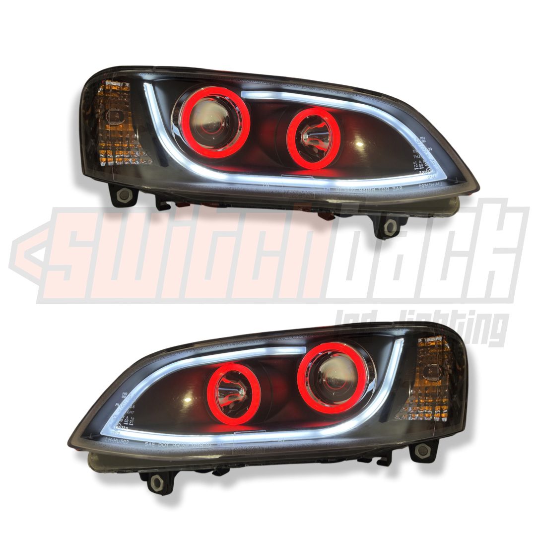 CUSTOM DRL Halo Headlights - Black | Switchback LED Lighting