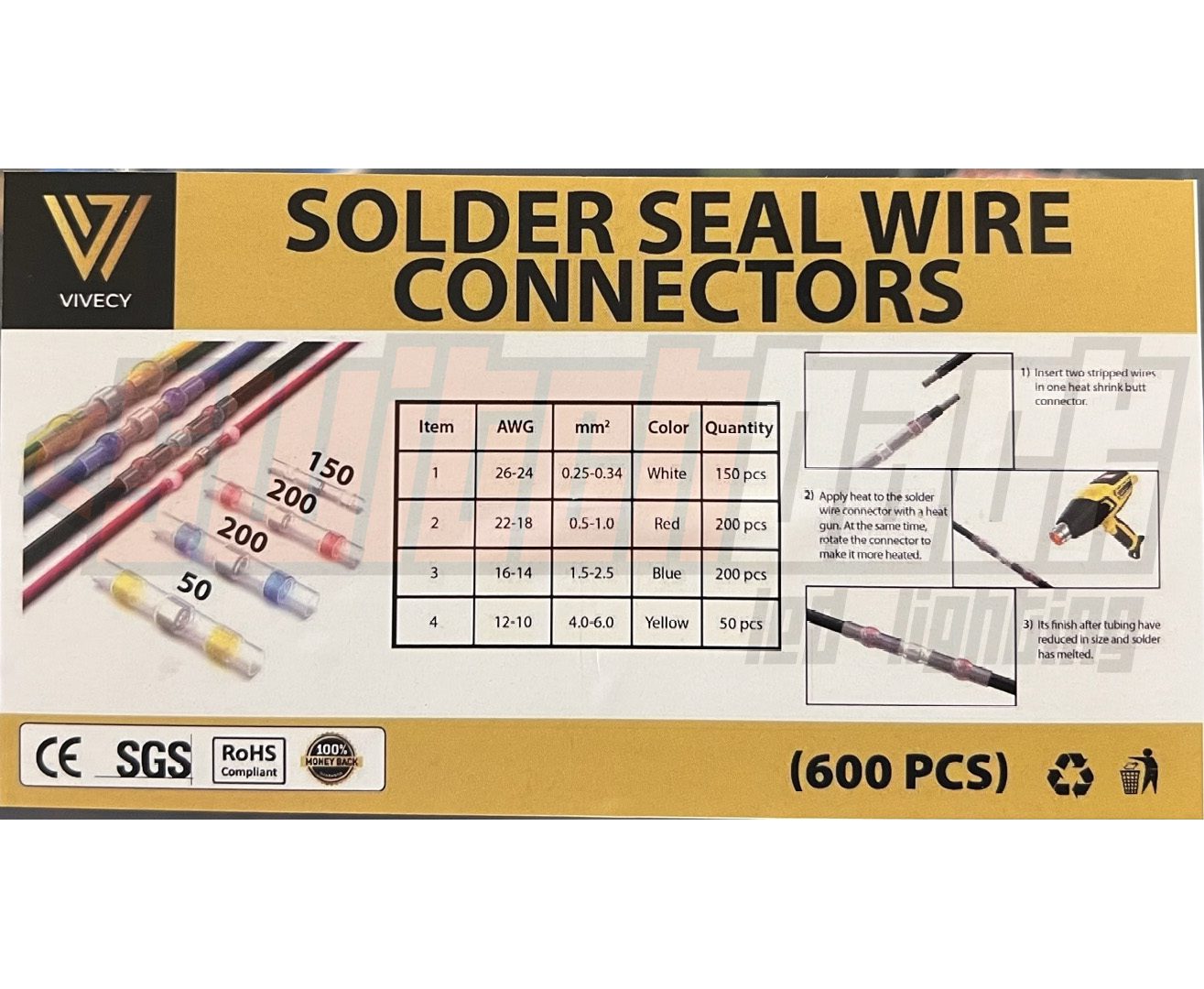 Solder Sleeve Connector Kit 600PC | Switchback LED Lighting